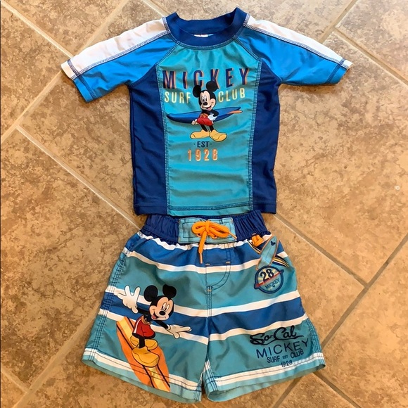 Disney | Swim | Disney Mickey Bathing Suit With Rash Guard | Poshmark